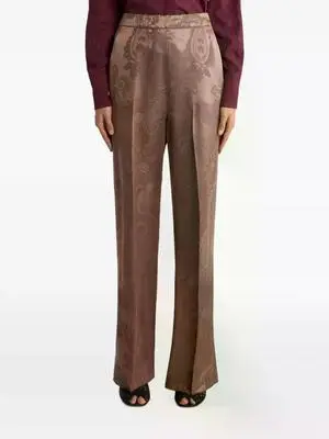 Etro Jacquard Paisley Motif Trousers - Brown