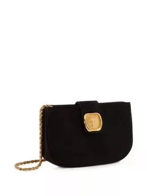 GIUSEPPE ZANOTTI Suede Clutch With Gold Hardware