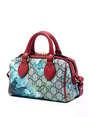 Gucci Mini Gg Supreme Blooms Boston Bag Satchel - Red