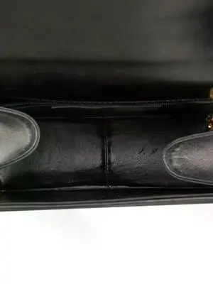 FERRAGAMO Calfskin Metal Top Handle Bag - Black