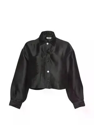 Sandro Cropped Oversized Shirt - Black