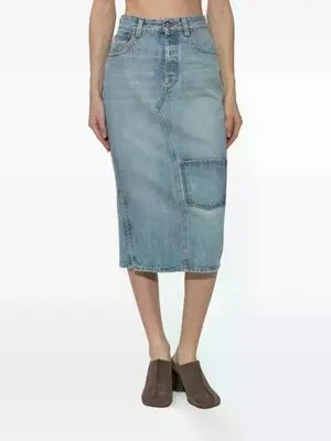 MAISON MARGIELA Denim Midi Skirt With Rear Slit