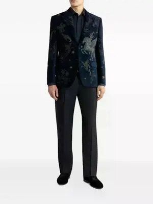 Etro Chenille Jacquard Single-breasted Jacket With Pegaso Motif