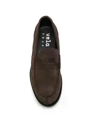 VELA SHOP Suede Penny-slot Loafers