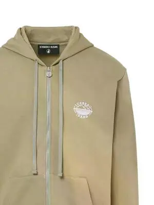 Iceberg Logo Print Zip-up Hoodie - Neutrals