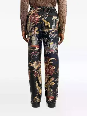 Etro Silk Pyjama-style Trousers With All-over Print - Black