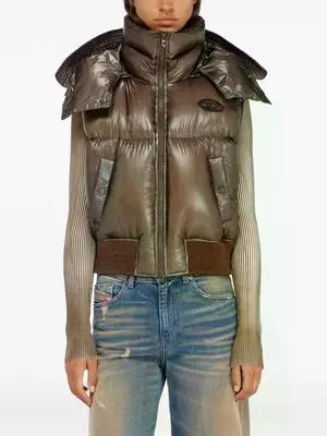 DIESEL® Down Vest In Ripstop With Detachable Hood