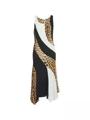 Roberto Cavalli Leopard Print Asymmetric Dress - Black