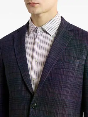 Etro Single-breasted Knit Jacket With Check Motif