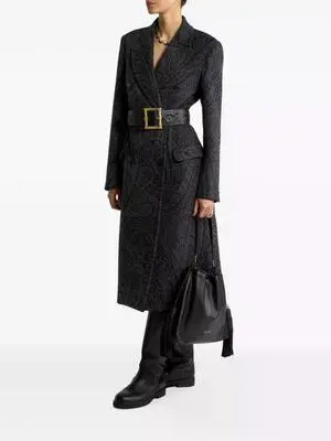 Etro Double-breasted Wool Jacquard Coat With Paisley Motif
