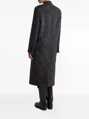 Etro Double-breasted Wool Jacquard Coat With Paisley Motif