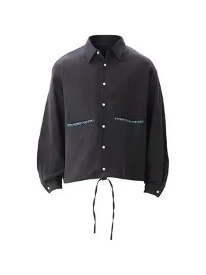 Estudio Niksen Dark Embroidery Detail Drawstring Shirt - Grey