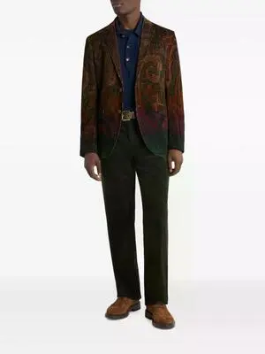 Etro Single-breasted Cotton Corduroy Jacket With Degradé Paisley Print