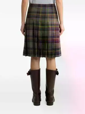 Etro Pleated Stretch Wool Skirt With Check Motif