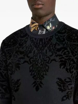 Etro Wool-blend Jacquard Sweater With Chenille Motif