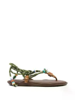 Flowze X Collanine Bead-embellished Sandals - Brown