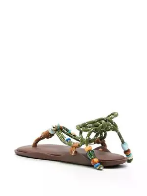 Flowze X Collanine Bead-embellished Sandals - Brown