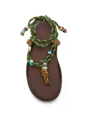 Flowze X Collanine Bead-embellished Sandals - Brown