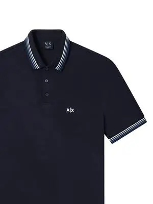Armani Exchange Striped-trim Logo-embroidered Polo Shirt