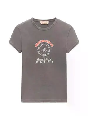 Marni Cotton "sunshine" Print T-shirt - Grey