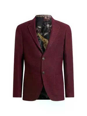 Etro Single-breasted Jacket In Mélange-effect Wool-blend Fabric - Red