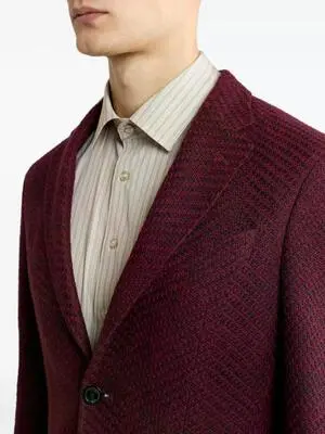Etro Single-breasted Jacket In Mélange-effect Wool-blend Fabric