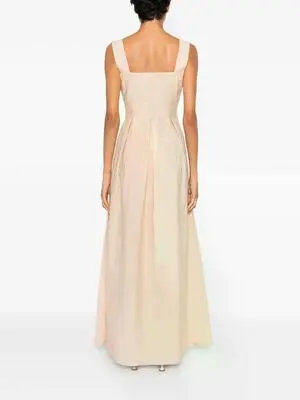 Momoni Pleated Square-neck Maxi Dress