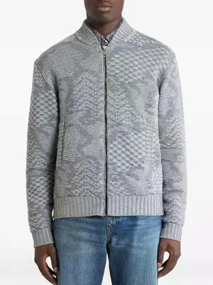 Etro Knit Wool-blend Bomber Jacket With Motif