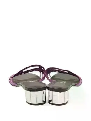 FERRAGAMO Gancini Leather Sandals - Purple