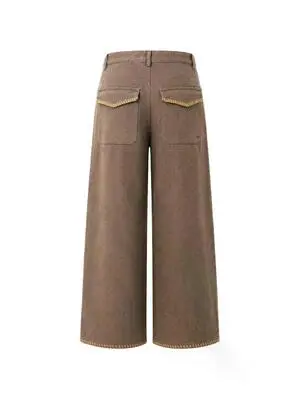 ESTUDIO NIKSEN Wide-leg Trousers With Contrast Stitching - Brown
