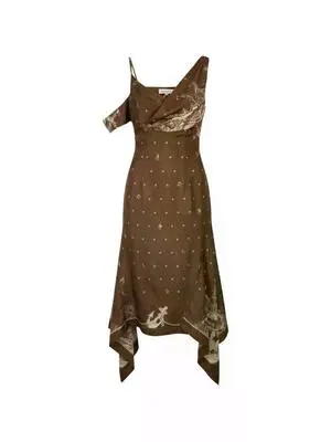 Monse Printed Silk Sleeveless Dress - Brown