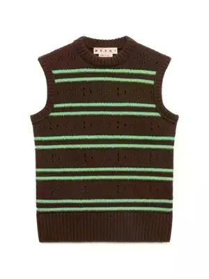 Marni Cashmere Vest With Openwork Knit - Brown