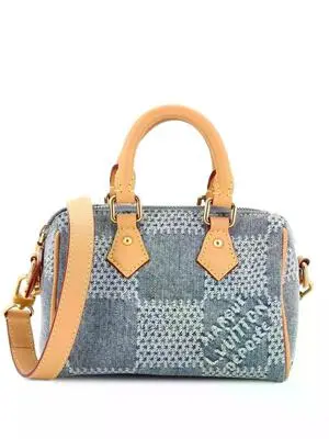 LOUIS VUITTON Speedy Bandouliere 3d Damier Giant Denim 18 Crossbody Bag - Blue