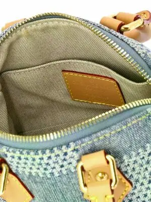 LOUIS VUITTON Speedy Bandouliere 3d Damier Giant Denim 18 Crossbody Bag - Blue