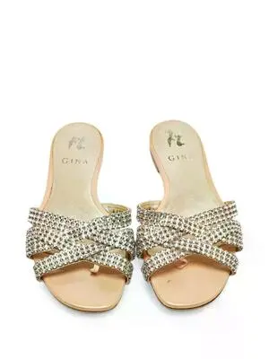 GINA Crystal Embellished Crossover Strap Sandals