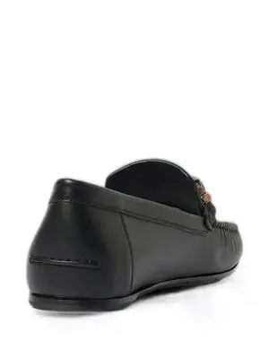 Manolo Blahnik Animal-plaque Leather Loafers