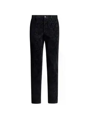 Etro Cotton Velvet Arnica Motif Trousers - Black