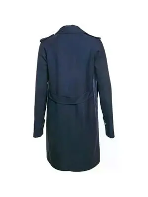 Gucci Navy Double-breasted Coat With Logo Hardware