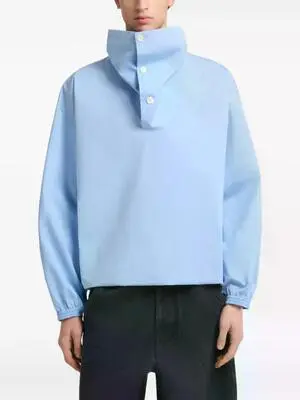 Marni Poplin Shirt With Funnel Neck - Blue