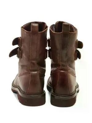Brunello Cucinelli Leather Monili Bead-embellished Cap Toe Combat Boots
