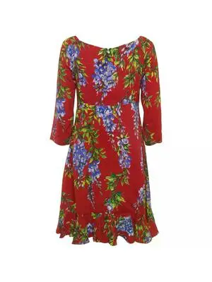 Dolce & Gabbana Floral Print Ruffled Dress - Red
