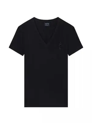 Armani Exchange Stud-embellished V-neck T-shirt - Black