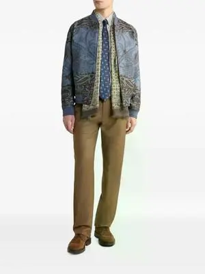 Etro Wool-blend Jacquard Bomber Jacket With Placed Pegaso Motif