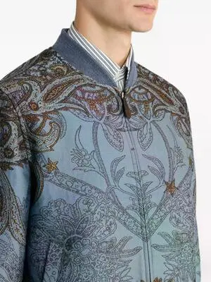 Etro Wool-blend Jacquard Bomber Jacket With Placed Pegaso Motif