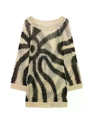 Emilio Pucci Marmo Print Crochet-knit Linen Dress - Neutrals