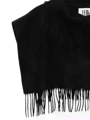 BY MALENE BIRGER Fringe-trimmed Embroidered-logo Scarf