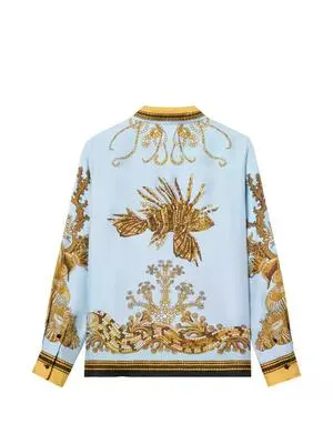 La DoubleJ Oceania Placed Silk Twill Button-down Shirt