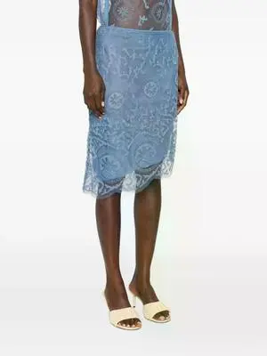 SIR. Leif Mesh Midi Skirt - Blue