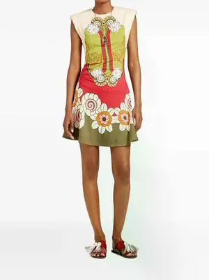 La DoubleJ Lela Placed Mini Dress In Ambrosia - Green