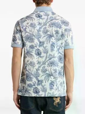Etro Cotton Piqué Polo Shirt With Floral Paisley Motif - Neutrals